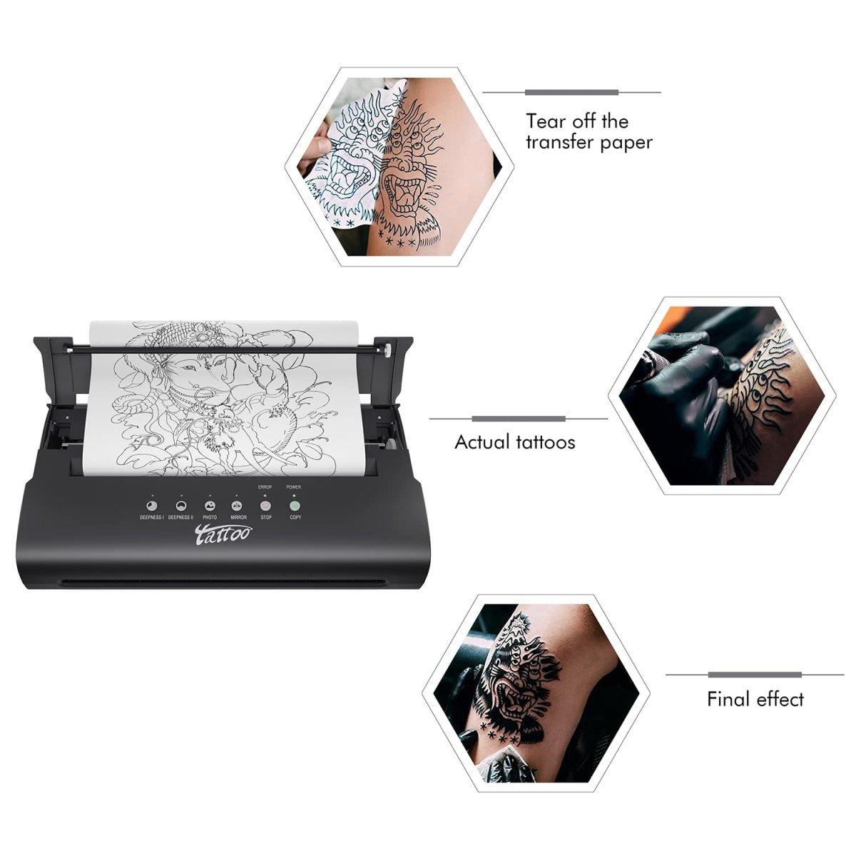 TATELF Tattoo Stencil Printer with 20pcs Transfer Paper for tattooing ...